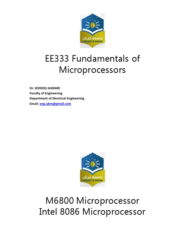 Ee333 Fundamentals Of Microprocessors Pdf Central Processing Unit Microprocessor