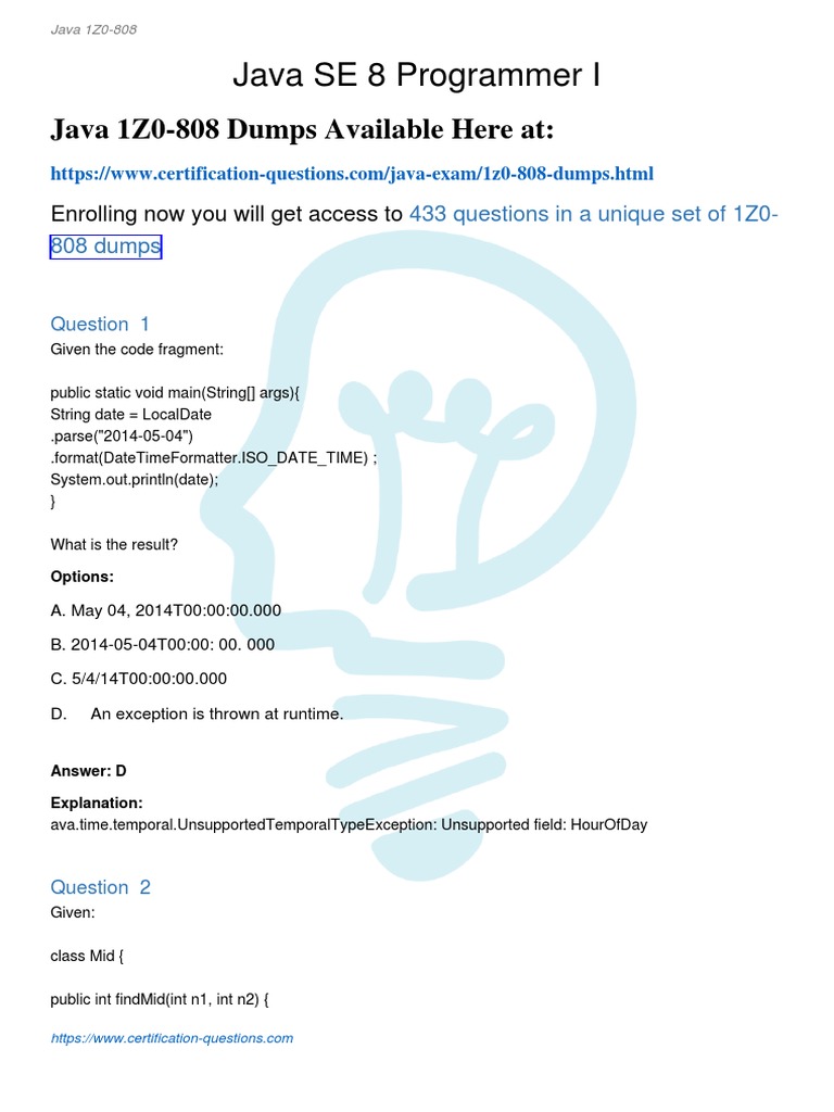 1z0 808 PDF | PDF | Programming | Constructor (Object Oriented Programming)