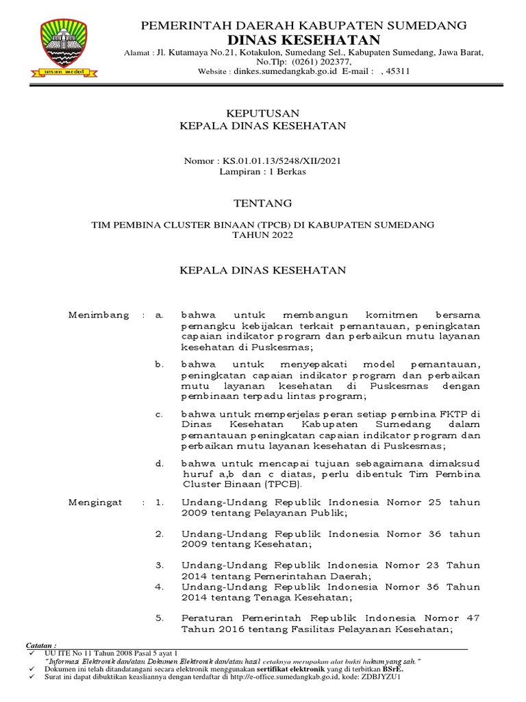 SK TPCB Tahun 2022 | PDF