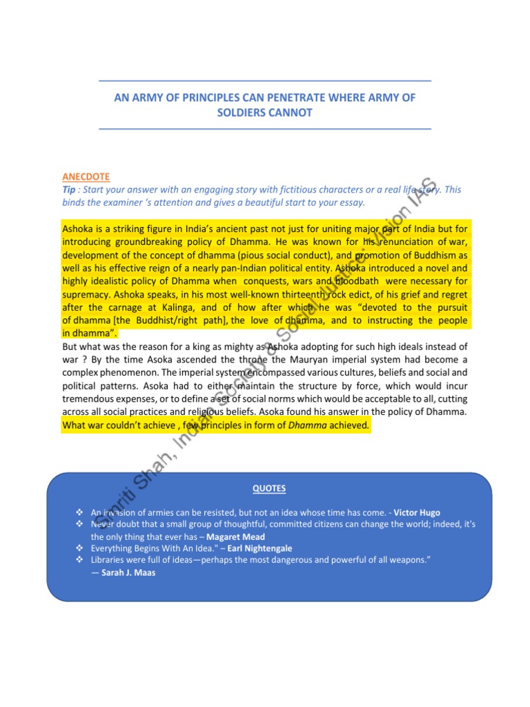 An Army of Principles Can Penetrate Where Army of Soldiers Cannot | PDF ...