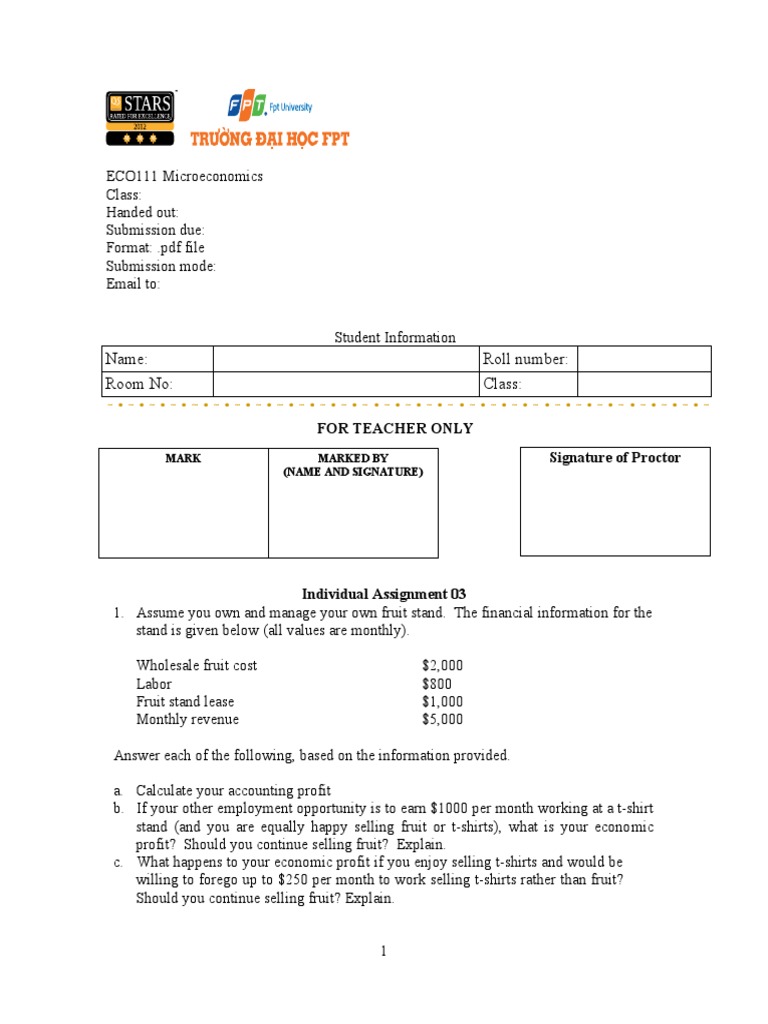 Name: Roll Number: Room No: Class:: Student Information | PDF | Profit ...