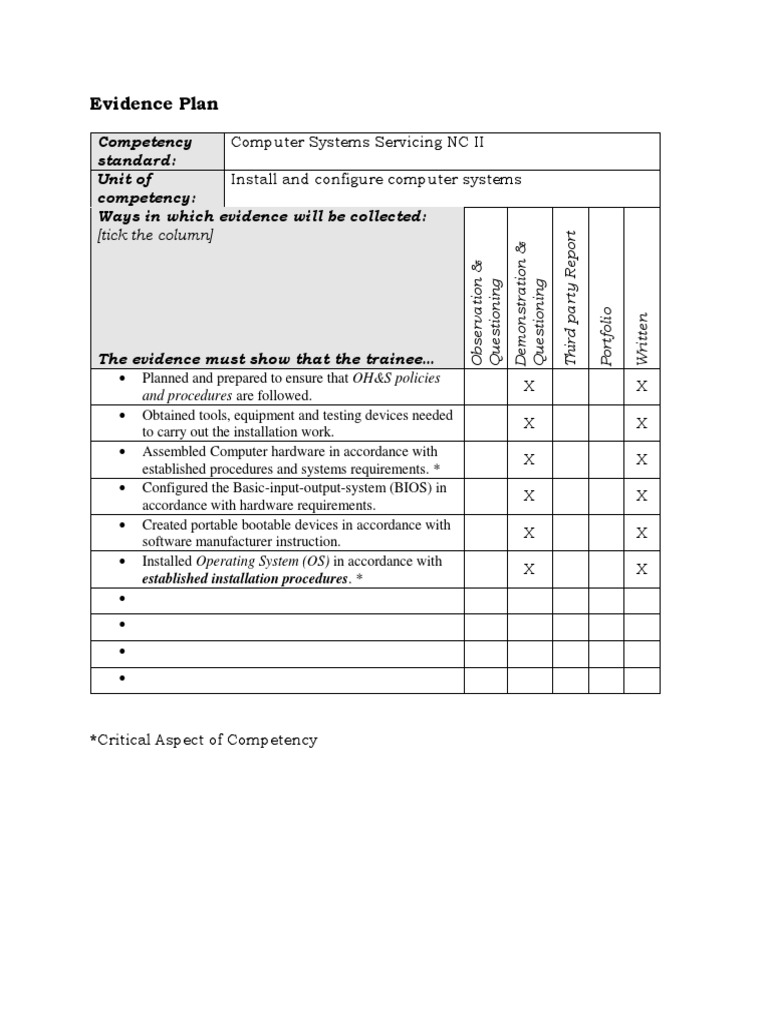 Sample Evidence Plan | PDF