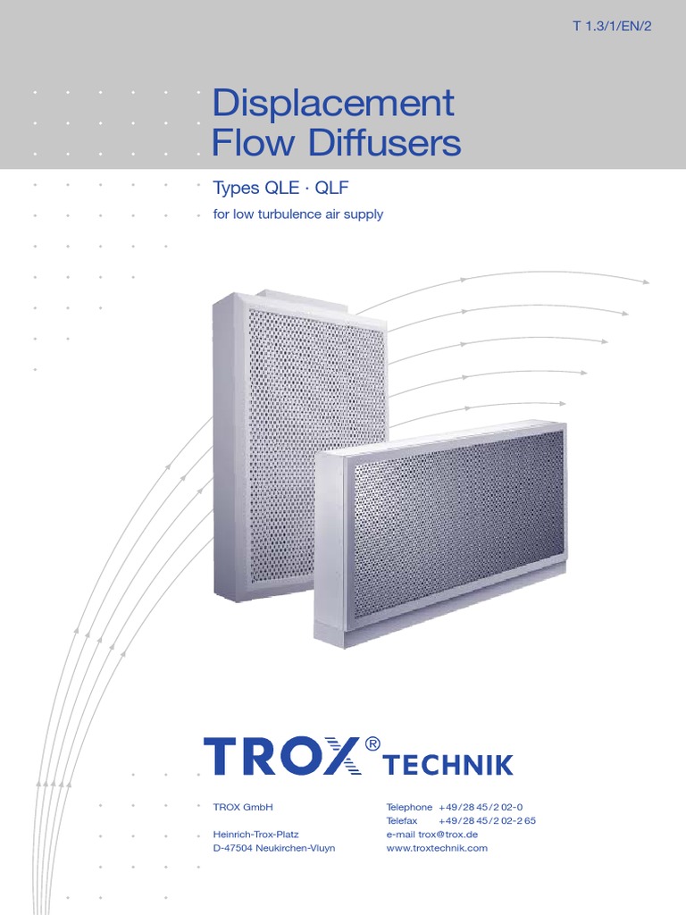 Displacement Flow Diffusers: Types QLE QLF | PDF | Fluid Dynamics ...