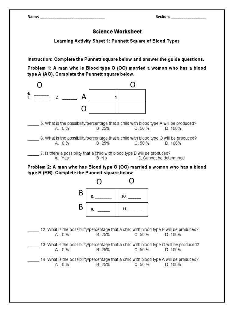 Week 5 - Multiple Alleles Worksheets | PDF | Genotype | Life Sciences