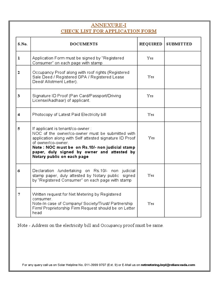 BRPL NetMetering Application Form | PDF | Notary Public | Physical ...