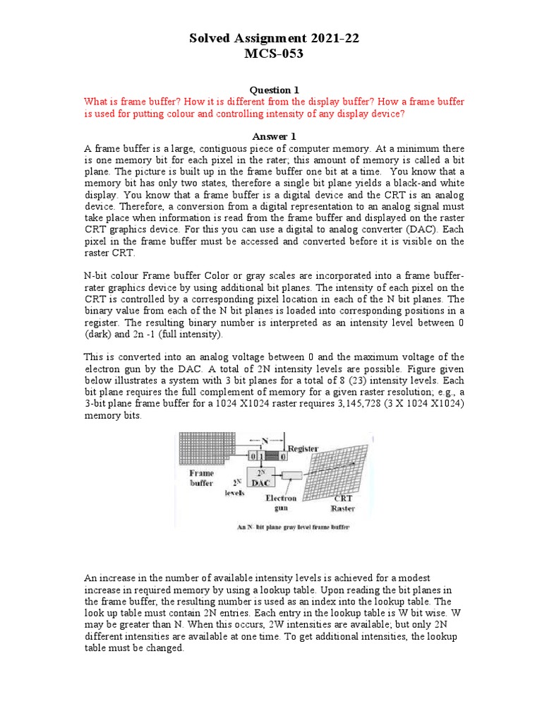 Solved Assignment 2021-22 MCS-053 | PDF | Graphics | Computer Graphics