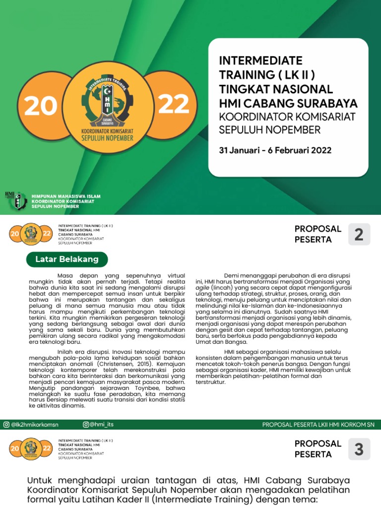 Proposal Peserta LK2 Hmi Korkom SN 2022 | PDF