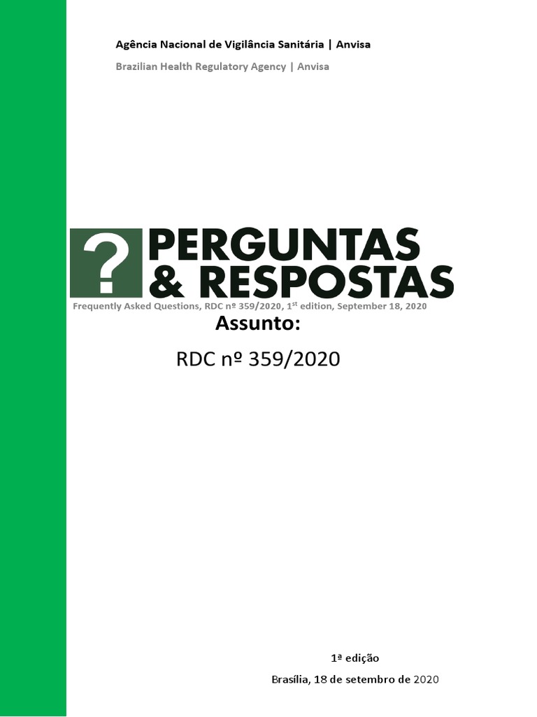 Perguntas e Respostas Ifa RDC 359 2020 | PDF | Ciências Farmacêuticas | Sistema de saúde