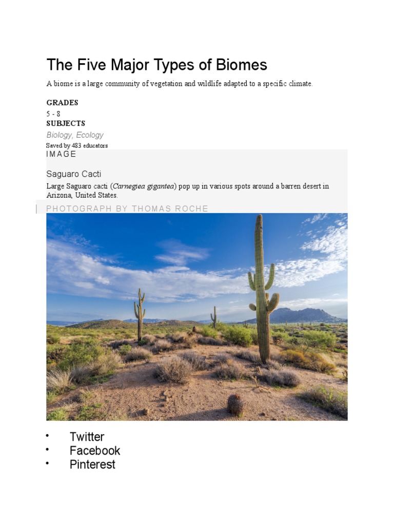 The Five Major Types of Biomes | PDF | Forests | Climate