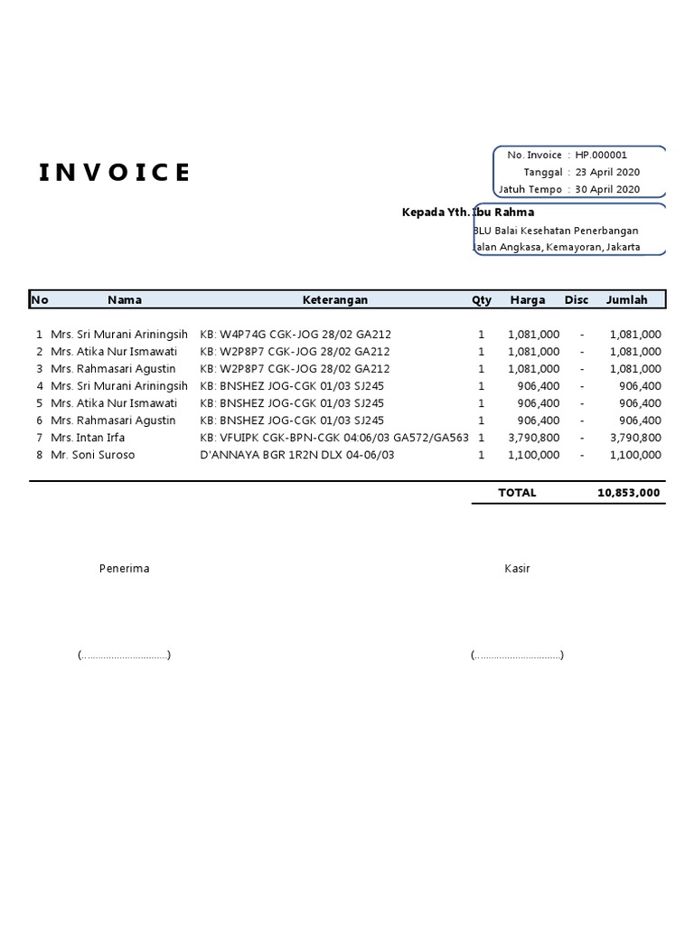 Form Invoice TIket | PDF