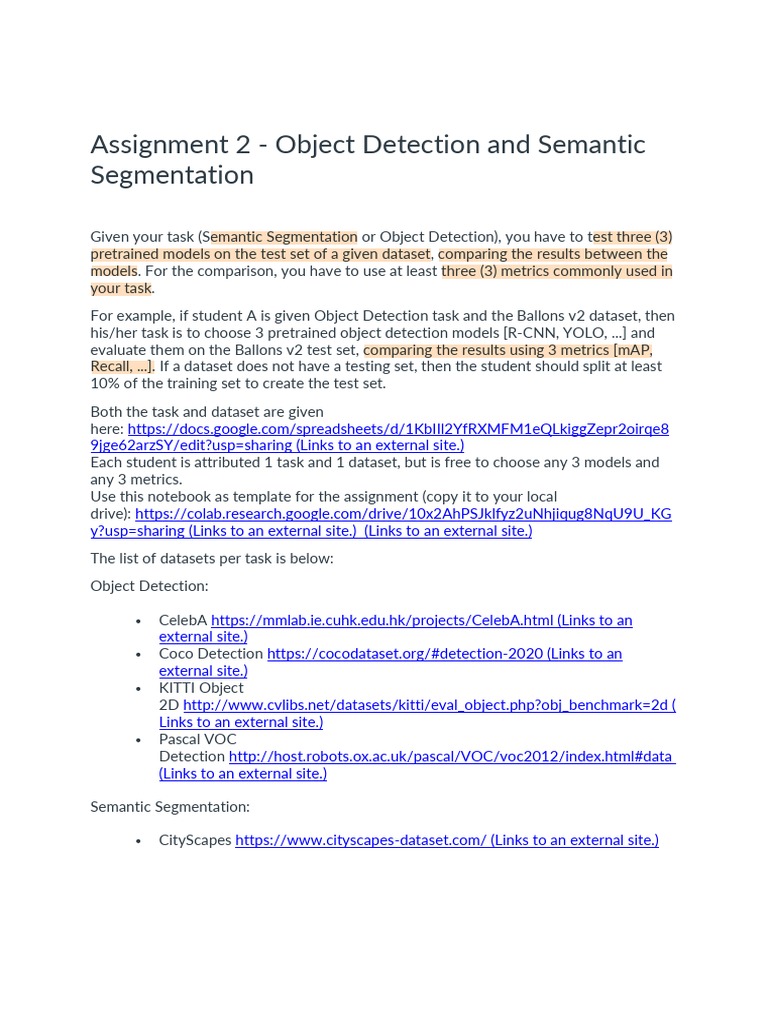 Assignment 2 - Object Detection and Semantic Segmentation | PDF | Image ...