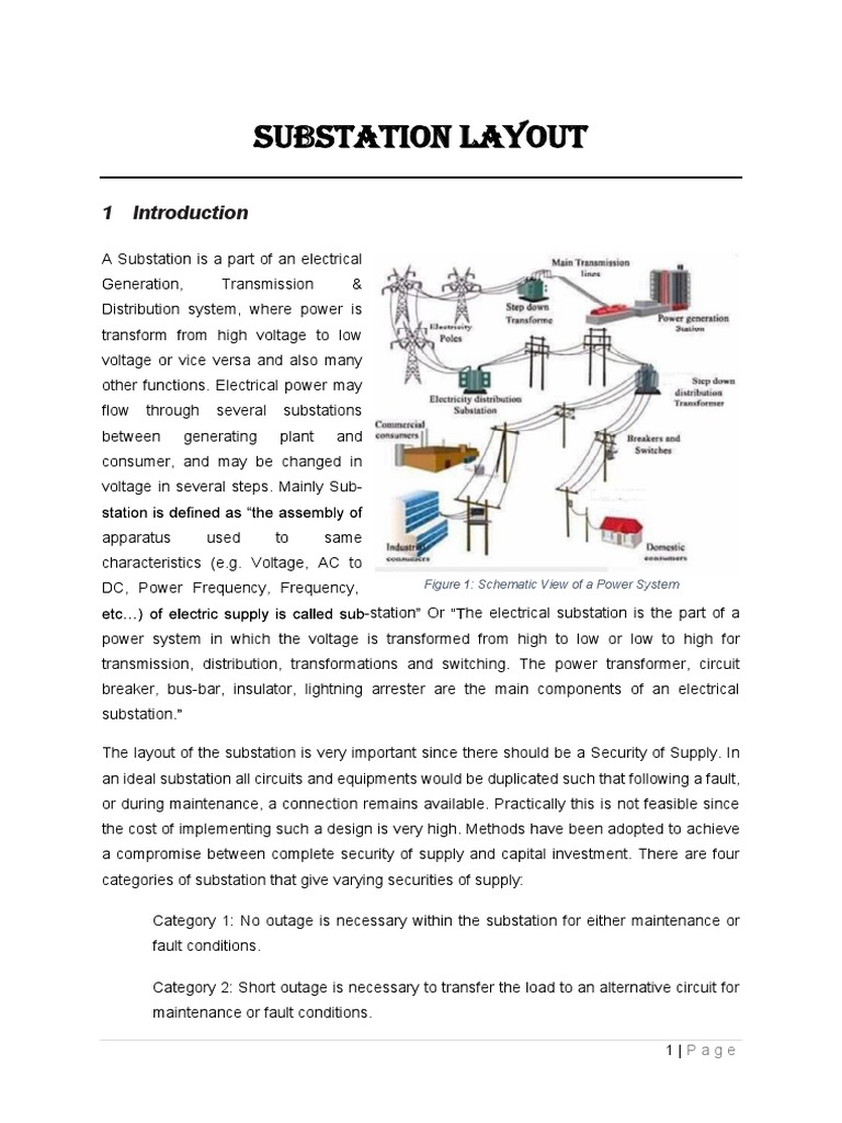 Substation Layout: Figure 1: Schematic View of A Power System | PDF ...