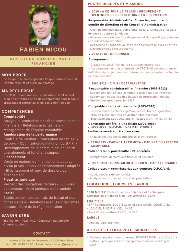 CV Daf | PDF | Audit | Comptabilité