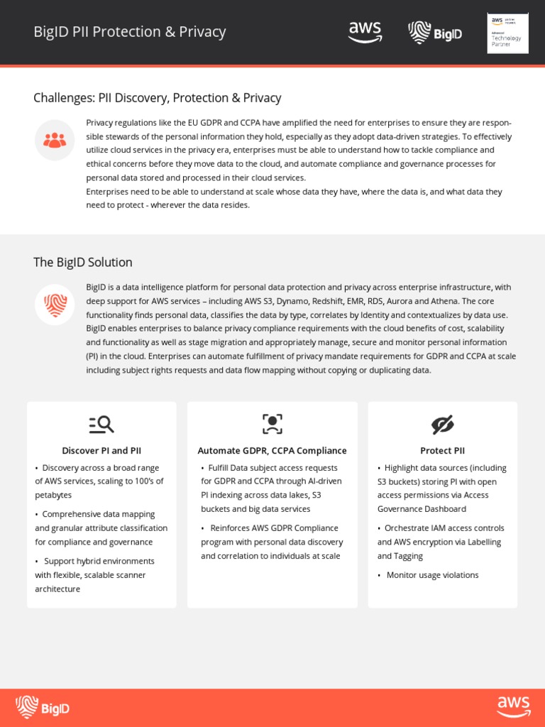 AWS BigID Solution Brief | PDF | Cloud Computing | Amazon Web Services