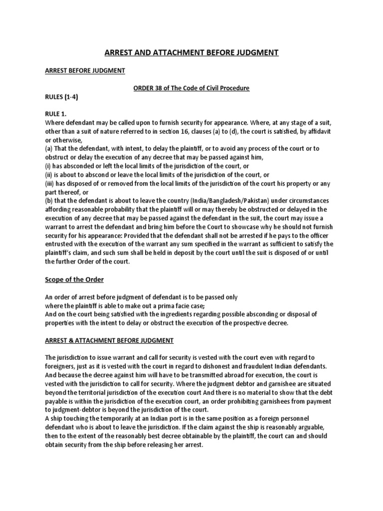 Arrest and Attachment Before Judgment | PDF | Lawsuit | Judgment (Law)