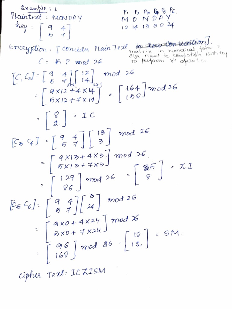 Hill Cipher Practice Problems | PDF