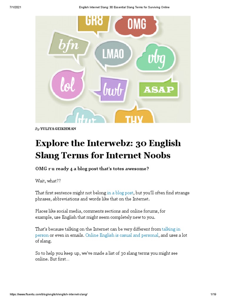 English Internet Slang - 30 Essential Slang Terms For Surviving Online ...
