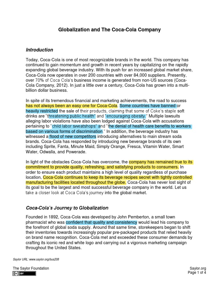 Unit 3 Case Study - Globalization and Coca Cola | PDF | The Coca Cola ...