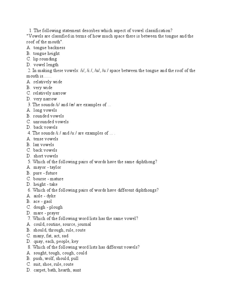 Phonetics and Phonology Quiz | PDF | Syllable | Phoneme