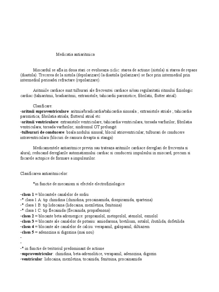 Medicatia Antiaritmica | PDF