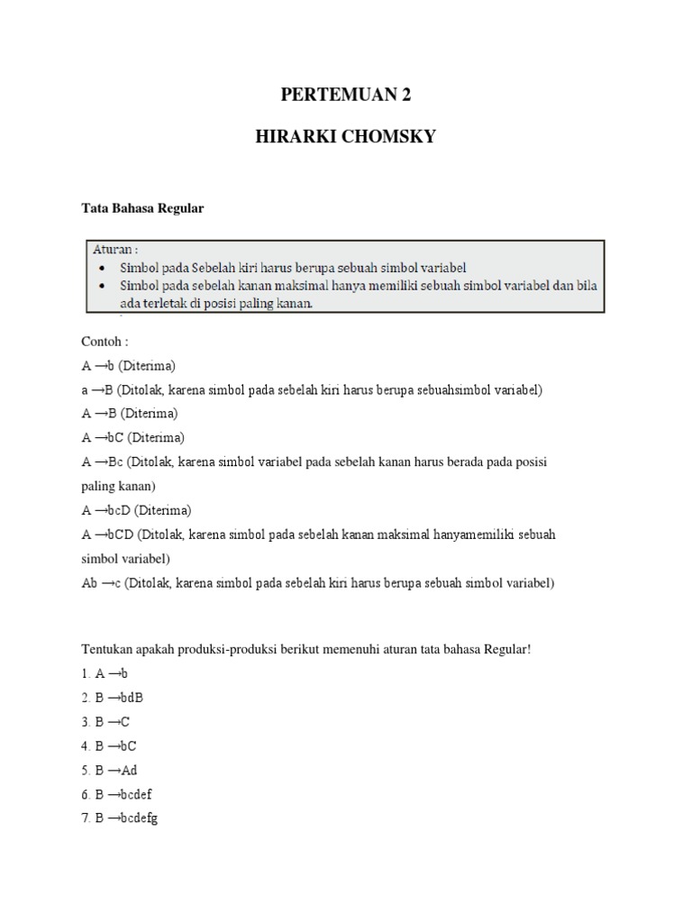 Hirarki Chomsky dalam Tata Bahasa | PDF