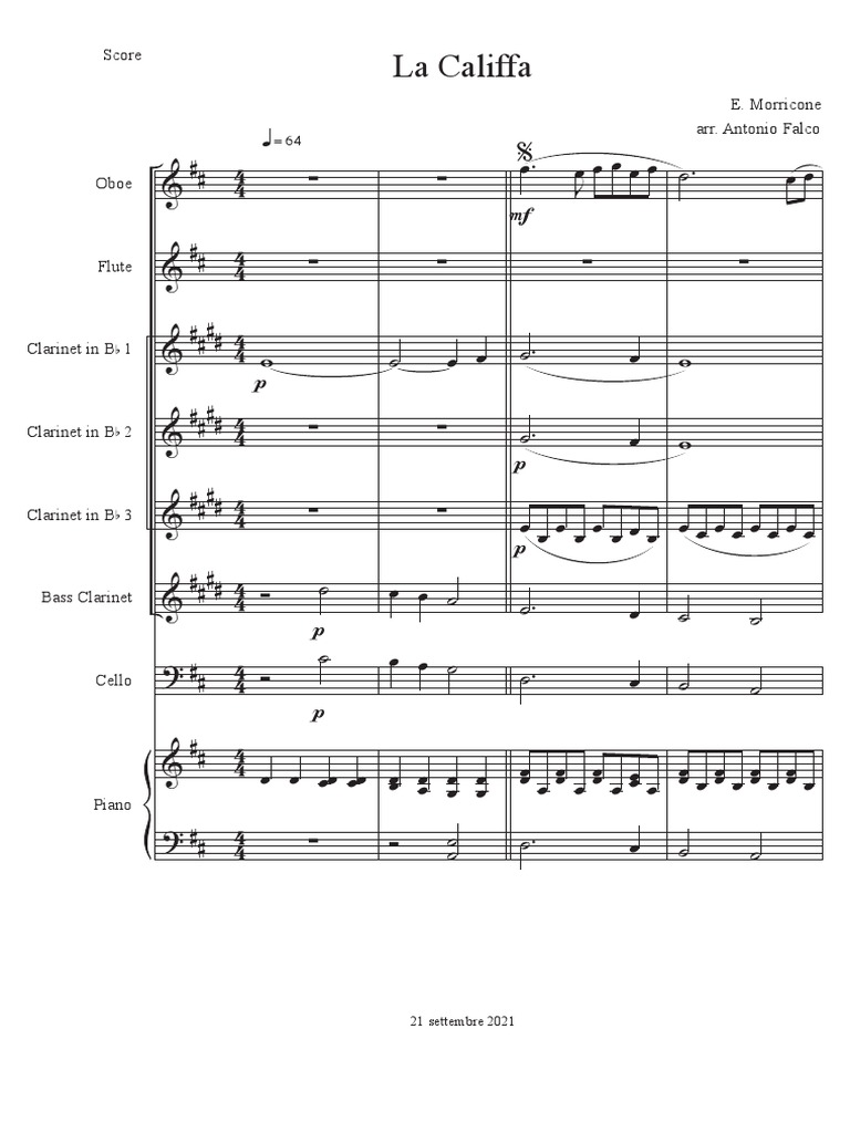 LA CALIFFA - Score | PDF