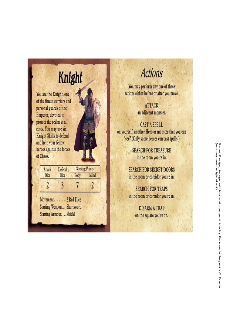 HeroQuest - Knight | PDF | Role Playing Games | Tabletop Games