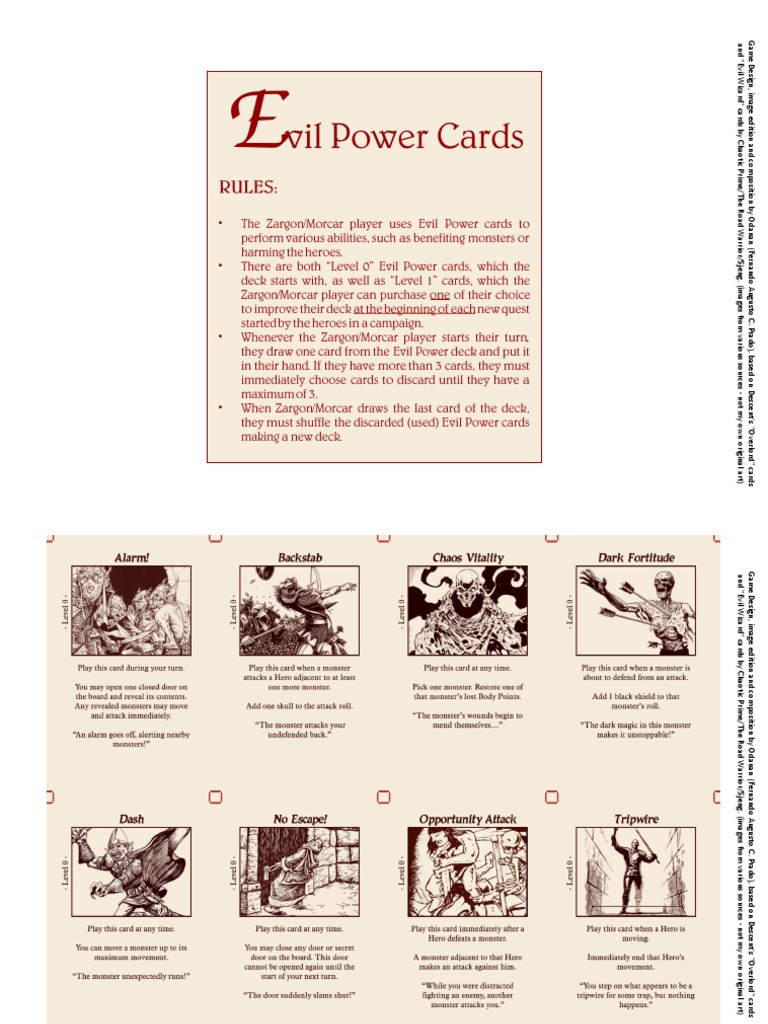 HeroQuest - Evil Power Cards | PDF | Fantasy Games | Tabletop Games