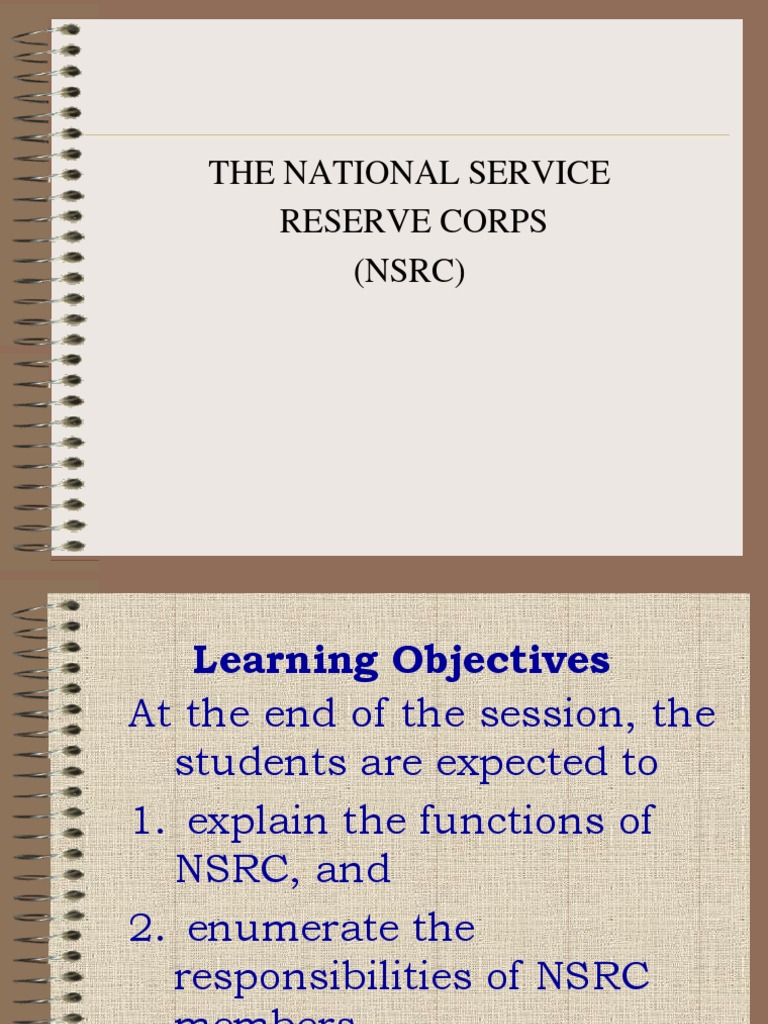 The National Service Reserve Corps (NSRC) | PDF | Literacy