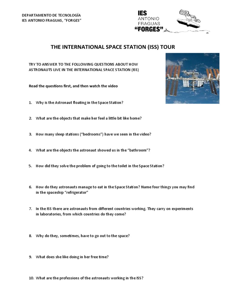 The International Space Station (Iss) Tour: Read The Questions First ...
