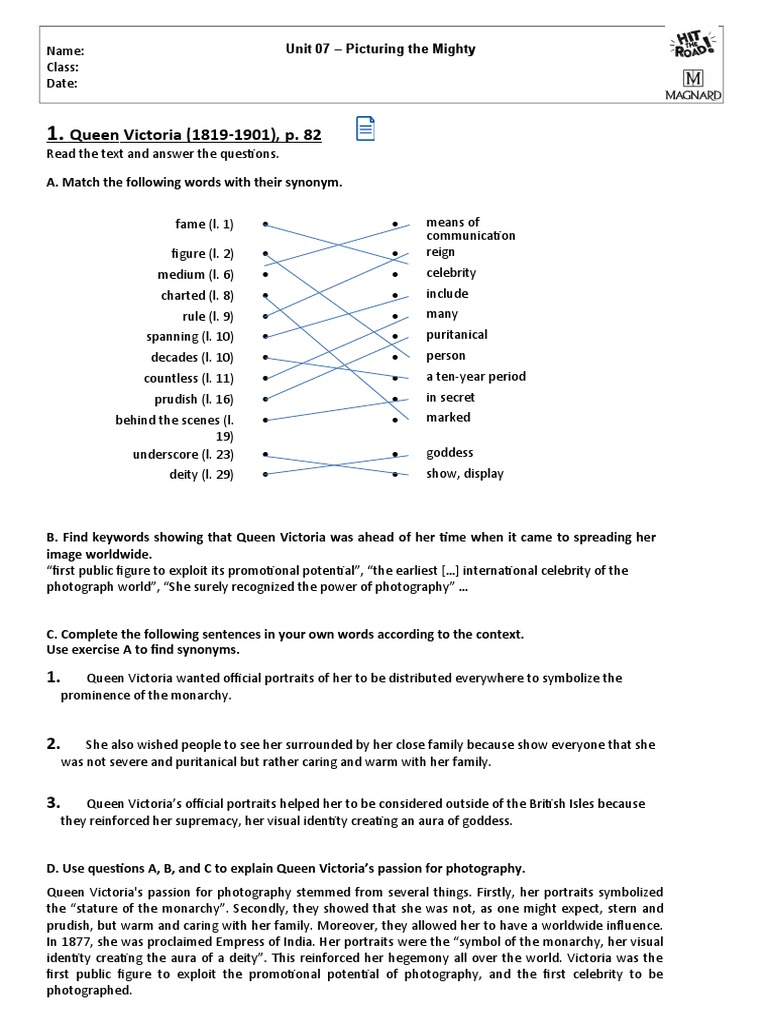 Worksheet 22 - Queen Victoria | PDF