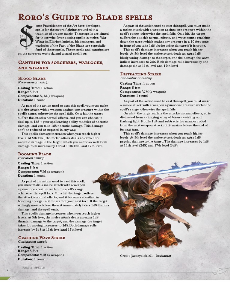 DND Blade Spells | PDF | Fantasy Role Playing Games | D20 System