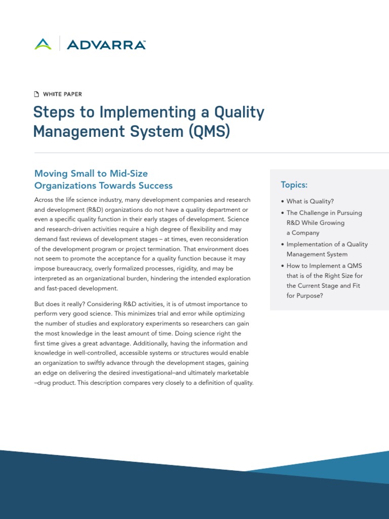 Steps To Implementing A Quality Management System (QMS) : Moving Small ...
