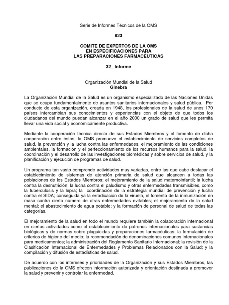 Informe 32 OMS | PDF | Farmacia | Farmacéutico