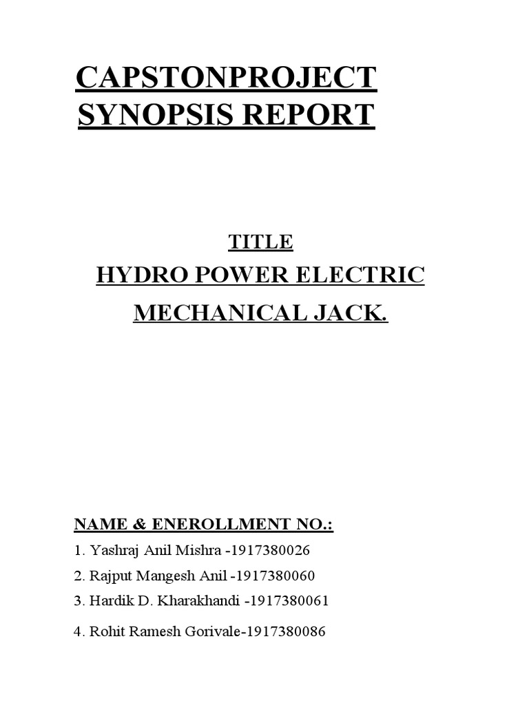 Capstone Project Synopsis Report | Download Free PDF | Engines | Pump