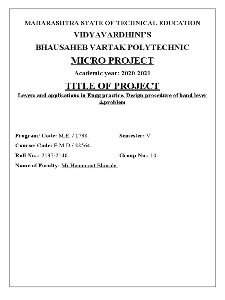 Per Microproject 2137-2140 | PDF | Lever | Bending