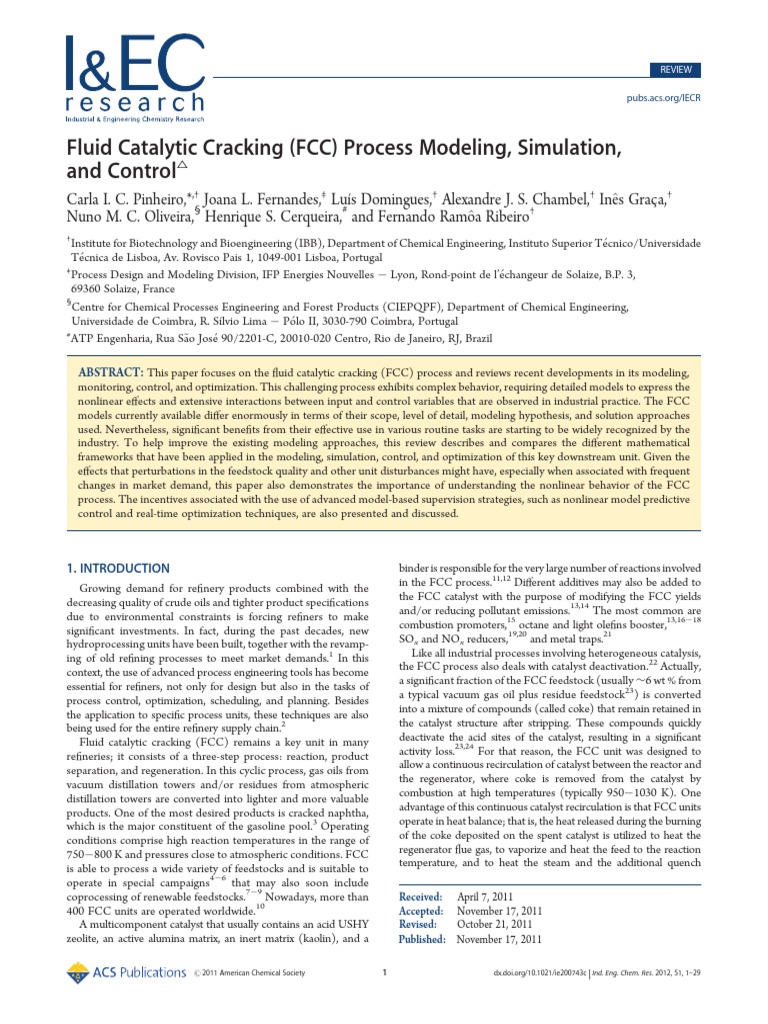 FCC Process: Modeling & Control | PDF | Catalysis | Chemical Reactions
