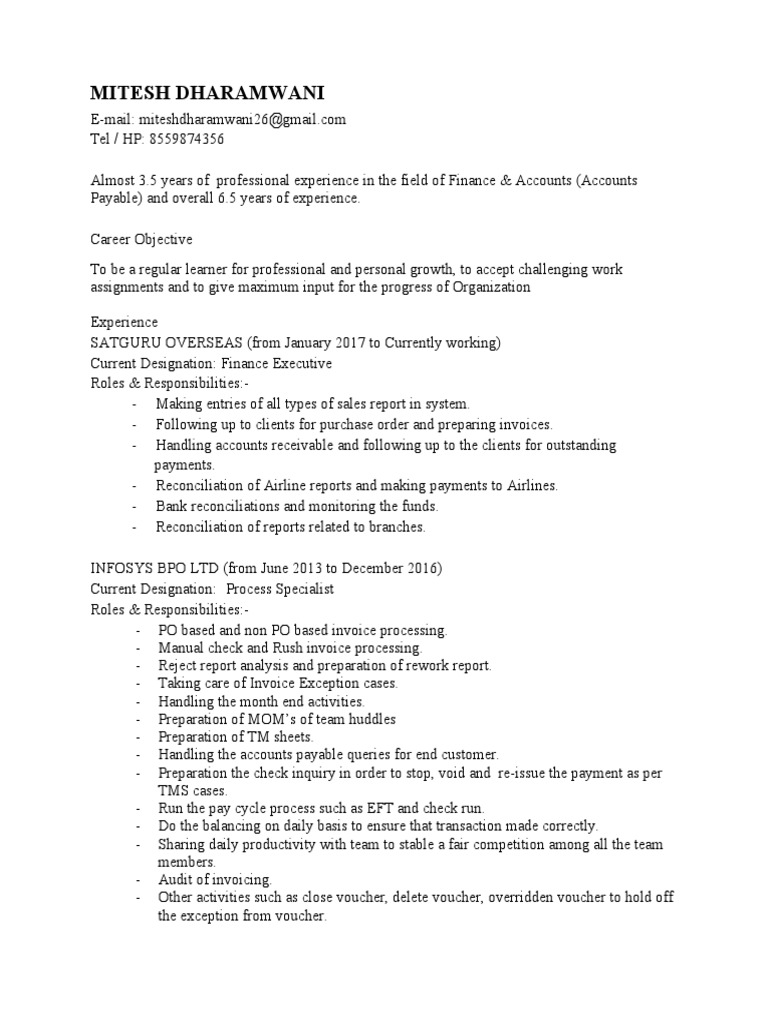 Resume-Rashi Aswani | PDF | Accounts Payable | Business