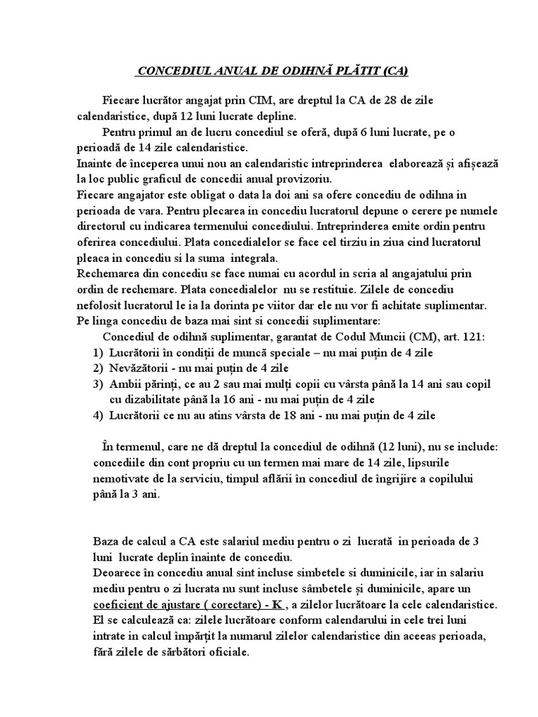 Concediile 2021 Conspect | PDF