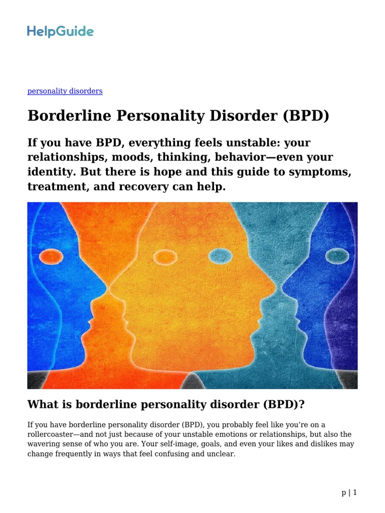 Borderline Personality Disorder (BPD) | PDF | Borderline Personality ...