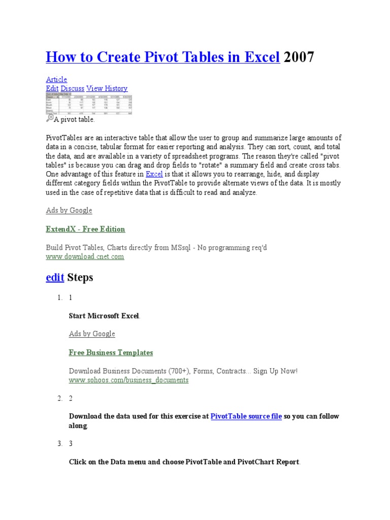 How To Create Pivot Tables in Excel | PDF | Computing | Microsoft Excel