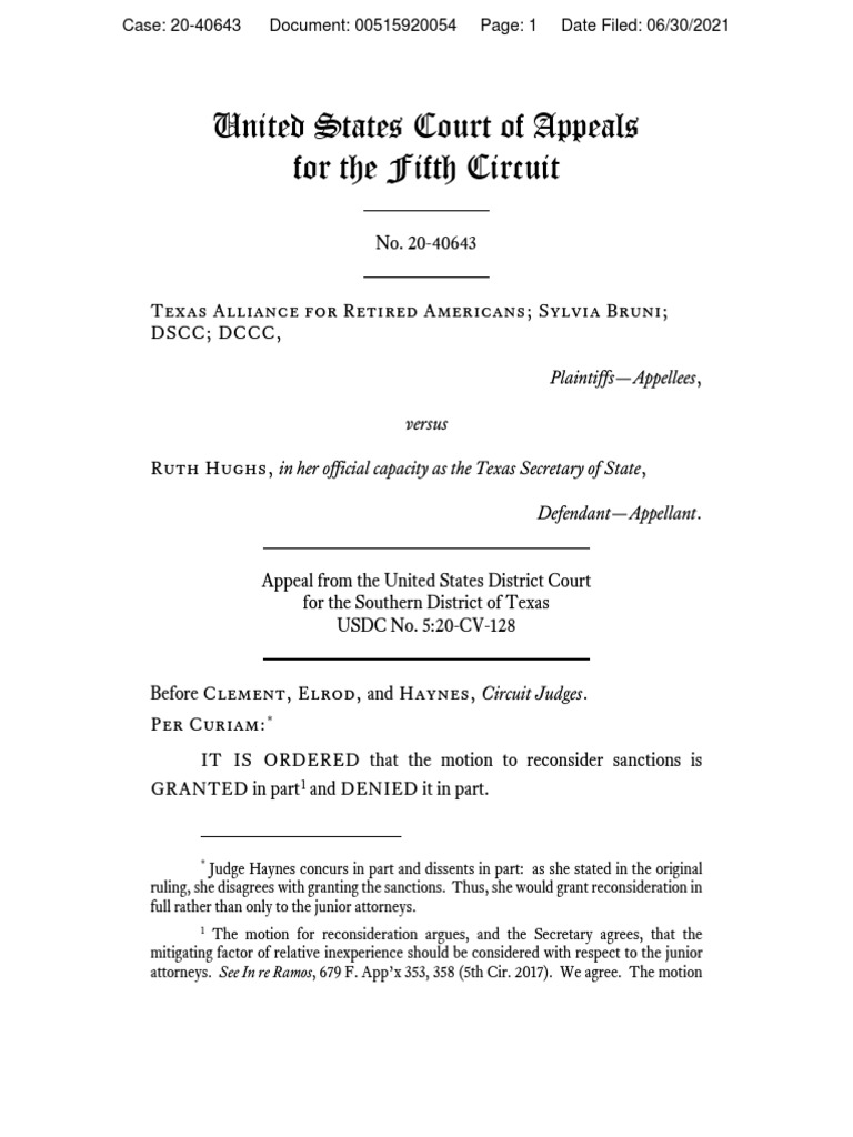 U.S. Court of Appeals For The Fifth Circuit - Marc Elias Sanctions ...
