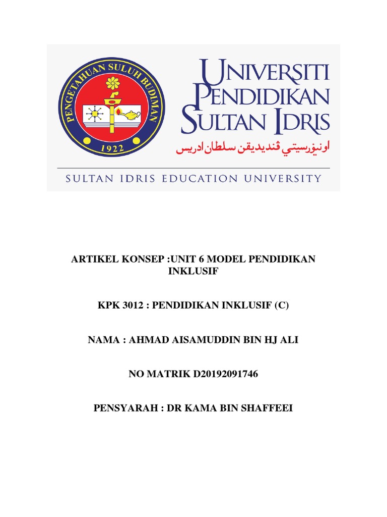 Artikel Konsep:Unit 6 Model Pendidikan Inklusif | PDF