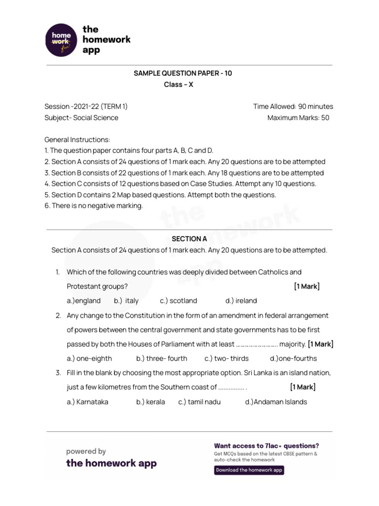 Sample Question Paper - 10 | PDF | Agriculture | Soil