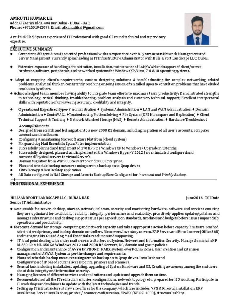 Amruth Kumar LK: Executive Summary | Download Free PDF | Computer ...