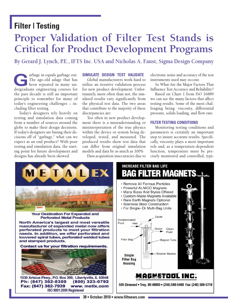 Proper Validation of Filter Test Stands Is Critical For Product ...