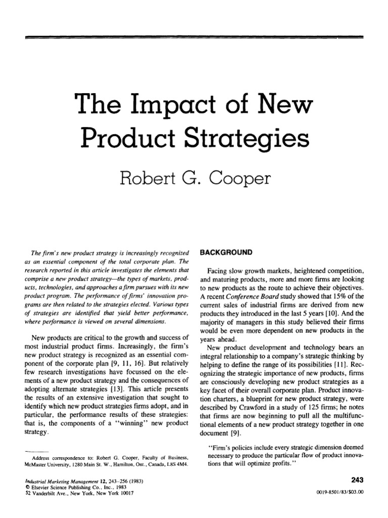 The Impact of New Product Strategies: Robert G. Cooper | Descargar ...