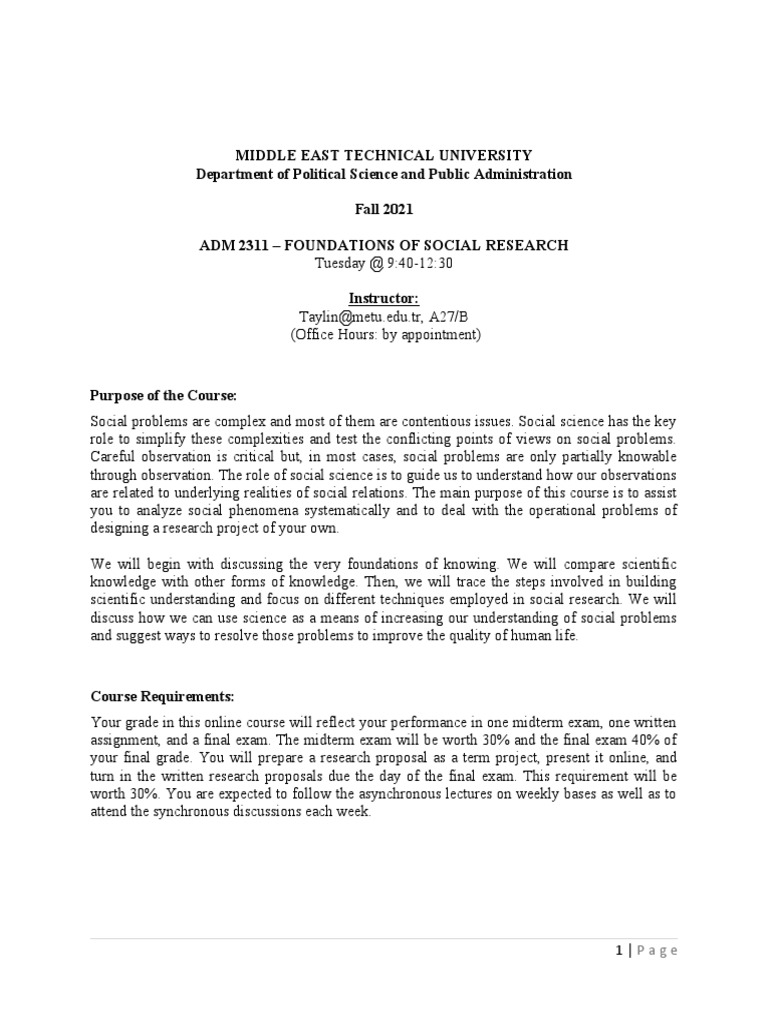 ADM 2311 Syllabus - (2021) | PDF | Test (Assessment) | Science