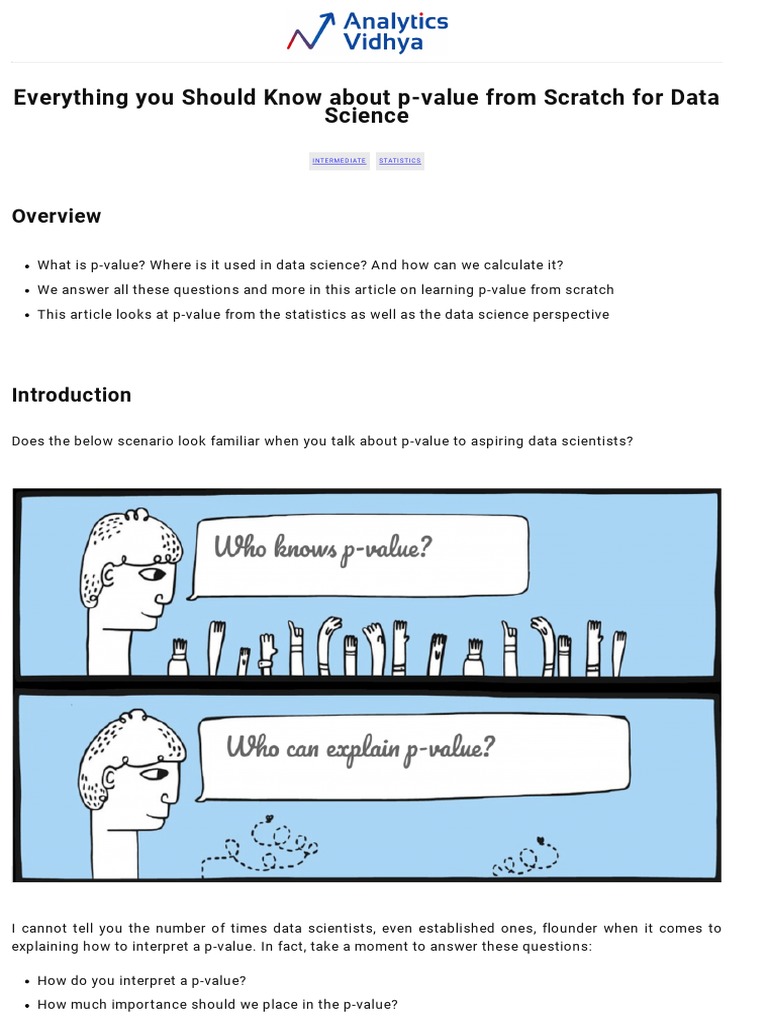Everything Know About P Value From Scratch Data Science | PDF | P Value ...