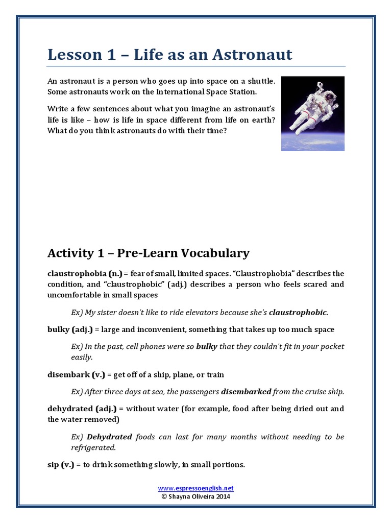 01 Life As An Astronaut Free Sample | PDF | International Space Station ...